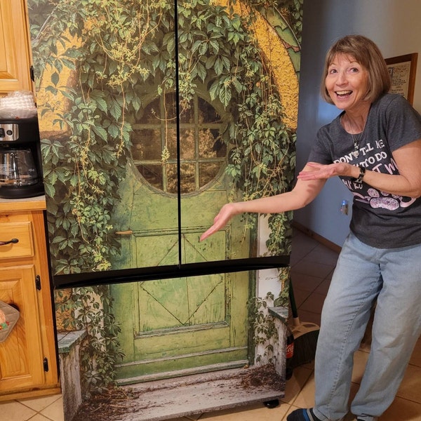 Magnetic Gloss Black Refrigerator Wraps Change Fridge Door Color Match ...