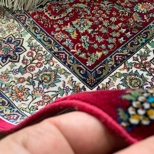 5x8 Ft Beige Red Bamboo Silk Rug, Silk Carpet, Luxury Silk Rug, Silk ...