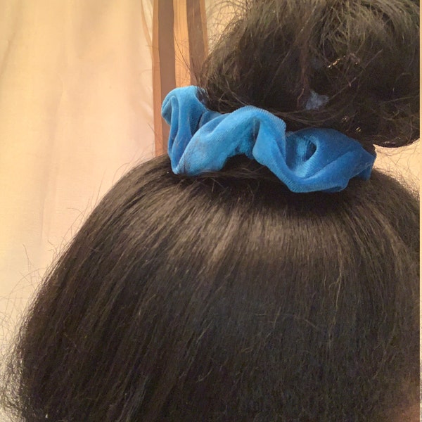 Turquoise Velvet Hair Scrunchie, Hair Tie, Gentle Hair Elastic, Hair ...