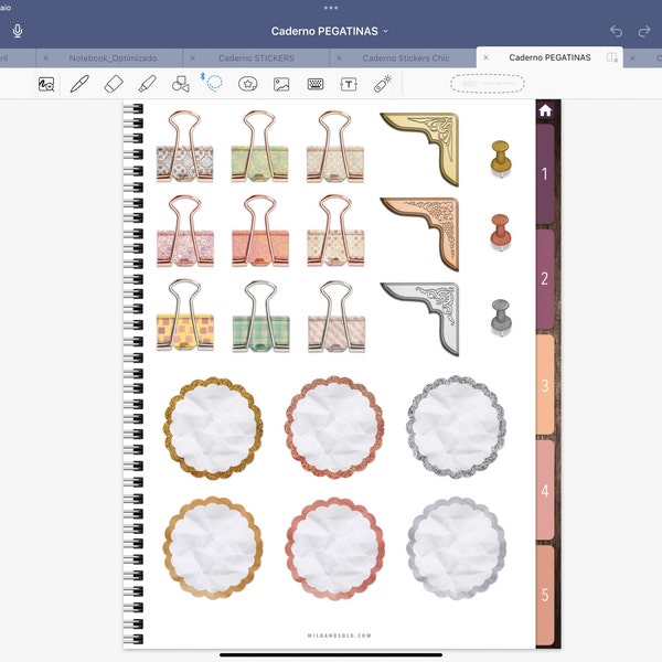 Metallic Realistic Digital Planner Coils - Gold, Silver, Rose Gold ...
