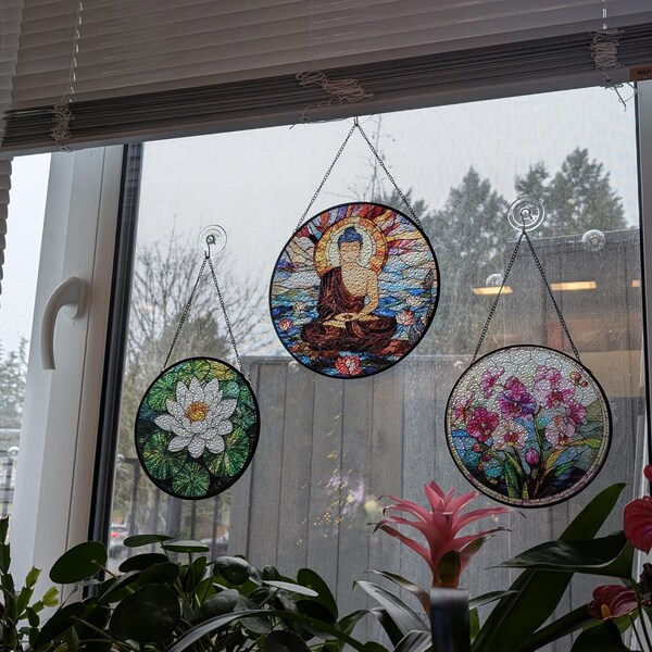 Rose Stained Glass Suncatcher, Elegant Floral Window Decor, Romantic ...