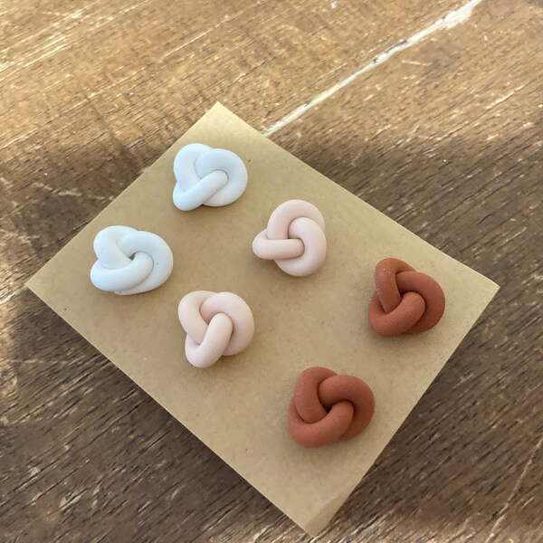 THE LISA Clay Earrings Set of 3 Polymer Clay Earrings Handmade Knot ...