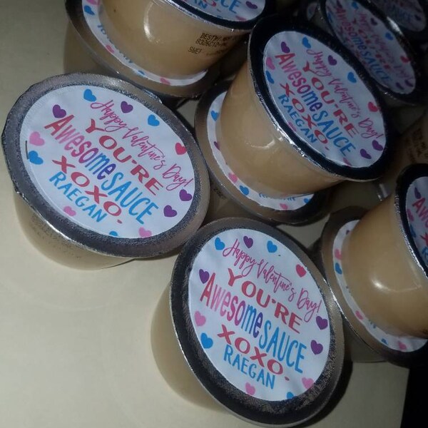12 Printed 2.5 Inch Apple Sauce Awesome Sauce Kids Classroom Valentines ...