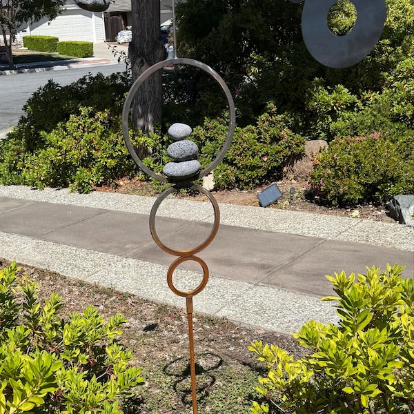 Kinetic Wind Spinner Zen Circles | Metal Modern Yard Art Garden ...