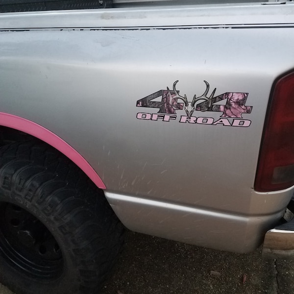 Pair 4x4 Off-road Dodge Chevy Ford Truck Pink Camo Truck Stickers ...