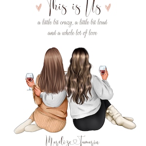 Custom Friend Prints, Friends Portrait Illustration, Personalised Wall ...