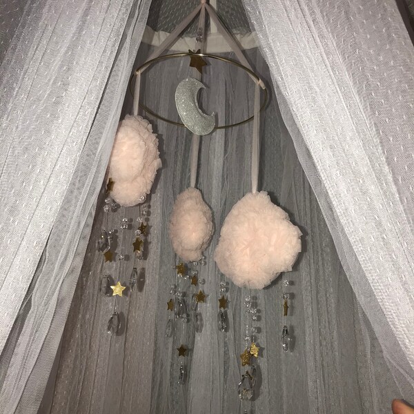 Crystal Mobile, Baby Girl Room Decor, Baby Mobile Girl, Blush Mobile ...