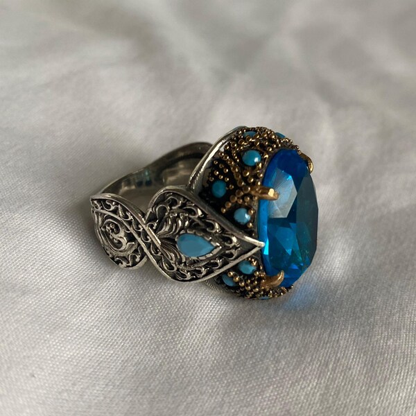 Handmade Women Ring, Turkish Handmade Silver Ladies Ring, Ottoman Gold ...