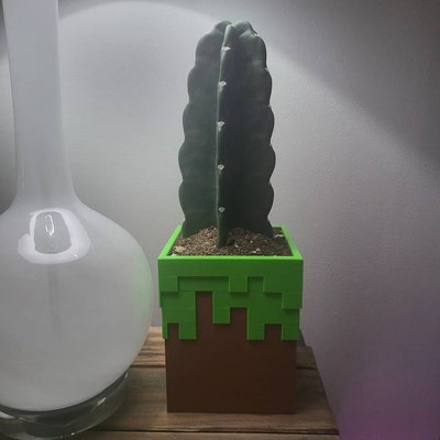Minecraft Dirt Block Planter / Pen Pencil Holder, Mojang Grass Block ...