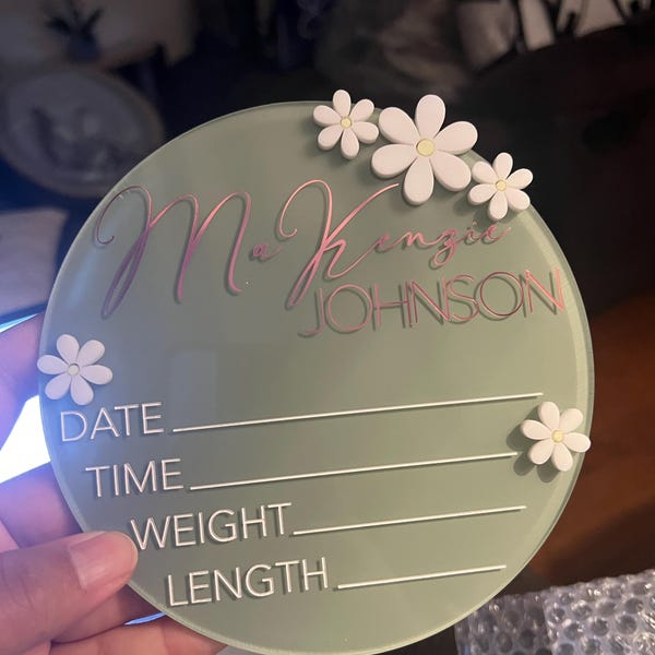 Acrylic Newborn Baby Birth Announcement Sign Newborn Baby Stat Sign ...