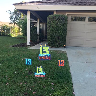 Boy 13th Birthday Yard Sign and Outdoor Lawn Decorations Official ...