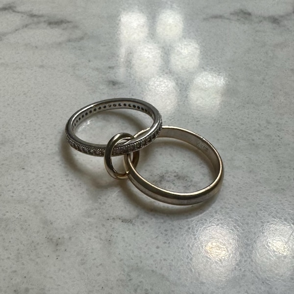 14KGF Heavy Fit Triple Silver and Yellow Gold Filled Ring, Maximum ...