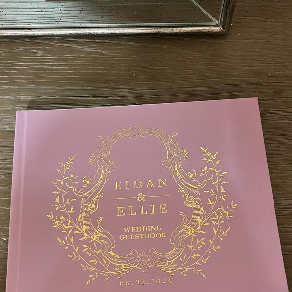 Elegant Wedding Guest Book, Ornate Crest Wedding Hardcover Photo Album ...