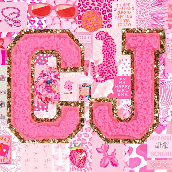 Custom Pink Preppy Monogram Desktop Wallpaper Collage - Etsy