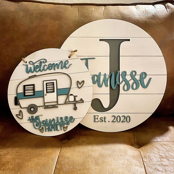 Last Name Sign, Round Initial Sign, Wedding Sign, Wedding Gift ...