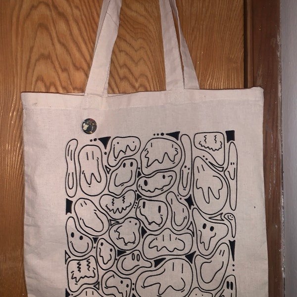 Smiley Face Tote Bag - Etsy