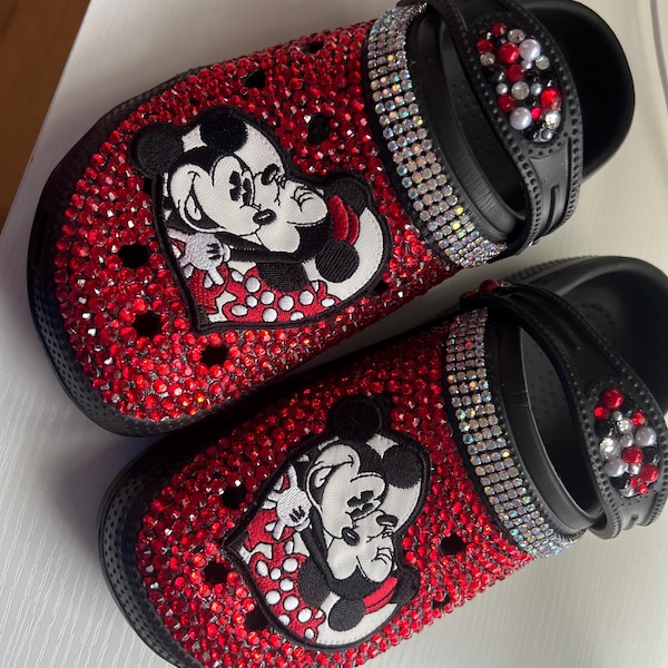 Croc Inspired Clogs, Blinged-out, Black Crocs, Gold, Size 7, Size 8 ...