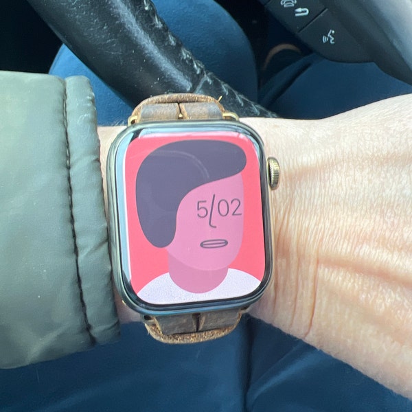 Rustic Brown Leather Apple Watch Band: Slim Vintage Style Strap, Gold ...