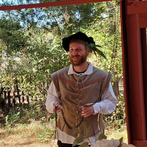 Renaissance Men's Pirate/peasant Weskit - Red & Black - Etsy