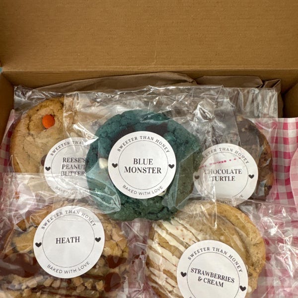 Gourmet Cookies Gift Box: Artisanal Baked Assortment. Half Dozen or ...