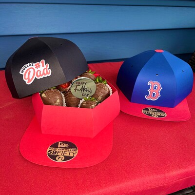 Football Baseball Cap Favor Box Fathers Day Baseball Cap Box Hat Gift ...