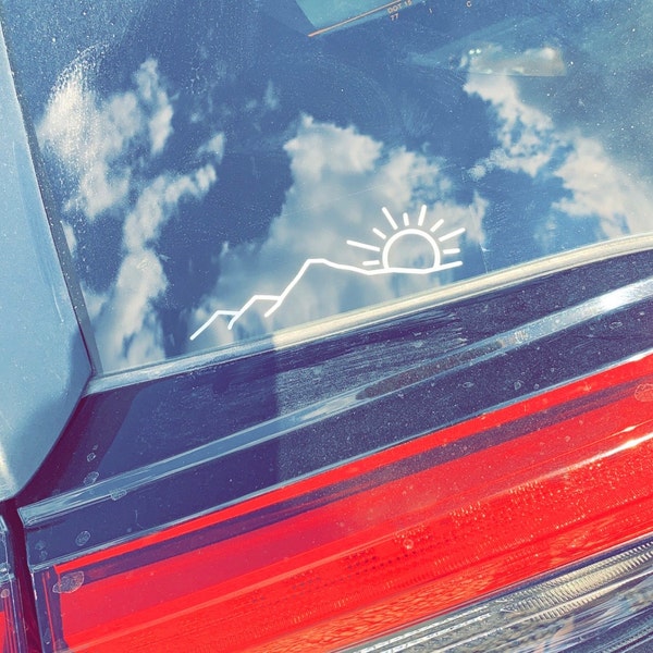 Mountain Sunset Vinyl Decal, Car Decal, Mountain Sticker, Nature Decal ...