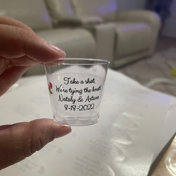 50 1oz. Personalized Plastic Shot Cups for Bar at Wedding or Any Party ...