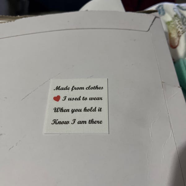 Memory Shirt Quilt Label With Poem - Set of 4 - Small Label Quilt Shirt ...