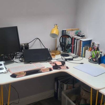 Compton Solid Oak Desk With Monitor Shelf Contemporary - Etsy