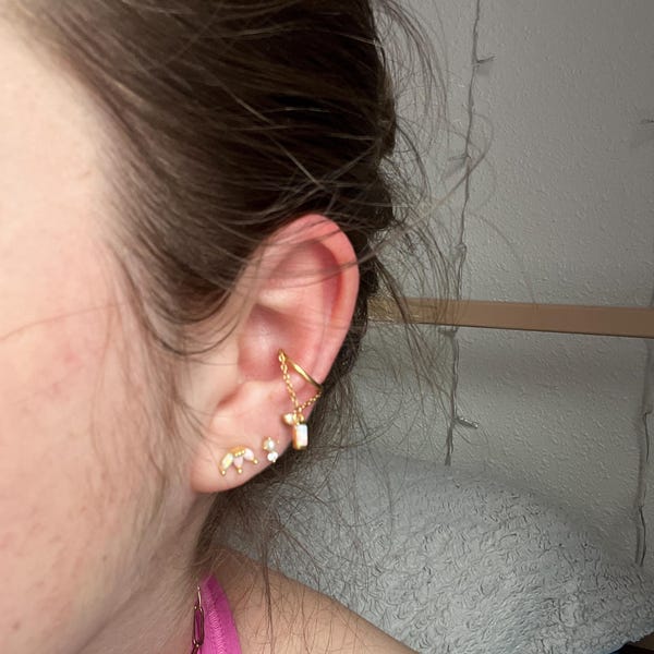 Dainty Triple Chain Pink Ruby CZ Helix Piercing, Cartilage Piercing 20g ...