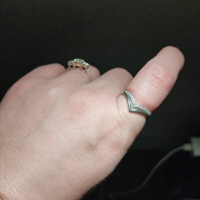 14K Solid Gold V Ring, 925 Sterling Silver V Ring, Chevron Ring, Curved ...