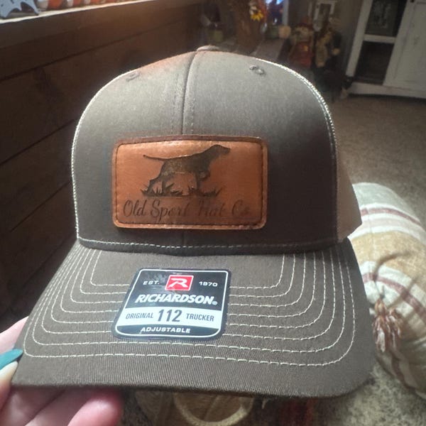 Evergreen Tree Line Leather Patch Hat, Richardson 112, Trucker Hat - Etsy