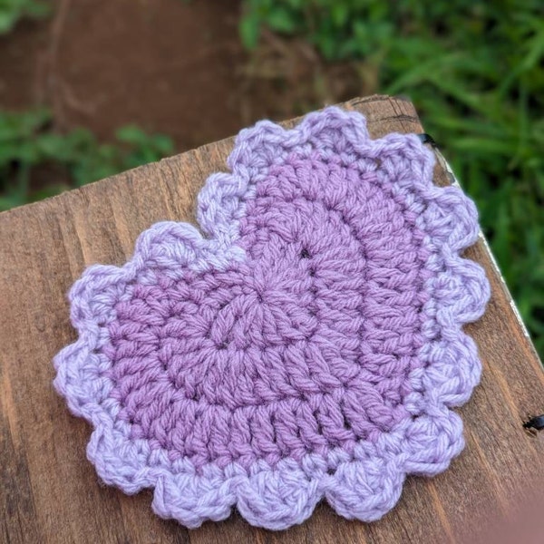 CROCHET PATTERN Easy Heart Coaster Crochet Pattern Cute Valentine's Day ...
