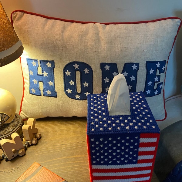 American Flag Tissue Box Cover / Fourth of July Tissue Box Cover ...