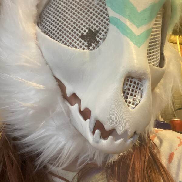 Toony Cat Feline Bone Skull Mask - Movable Moving Hinge Jaw- 3D Printed ...