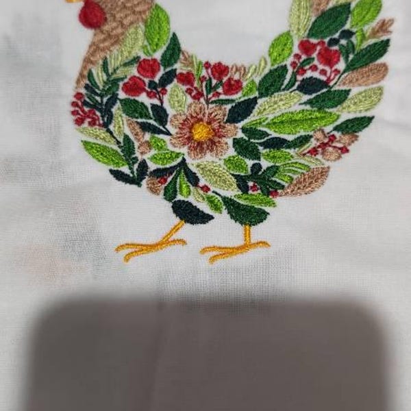 Floral Chicken Embroidery Design: Rustic Farmhouse Hen, Chiken ...