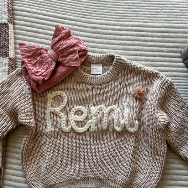 Personalized Oversized Name Kids Sweater /hand Embroidered Sweater - Etsy