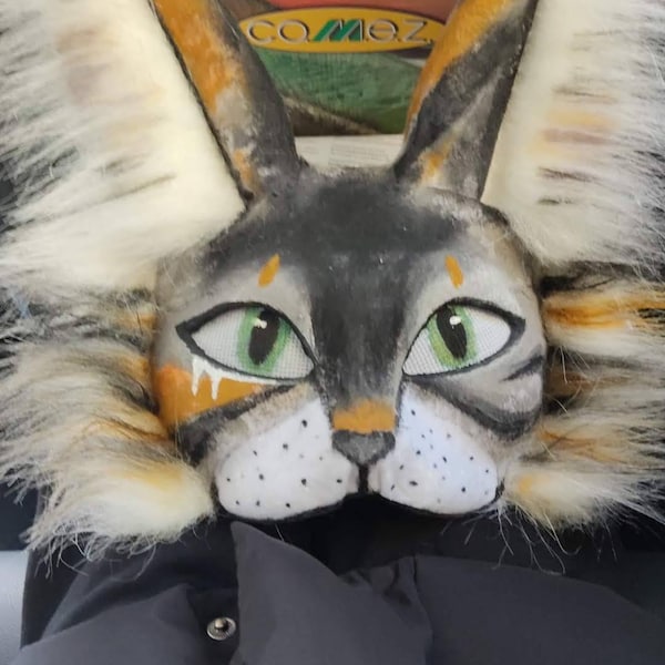 Custom White Orange Raptor Mask | Fursuit Accessories | Made of Fur ...