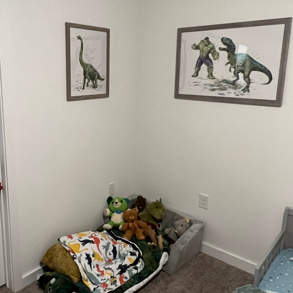 Hulk Vs T. Rex Tyrannosaurus Poster Watercolor Print Bruce Banner Wall ...