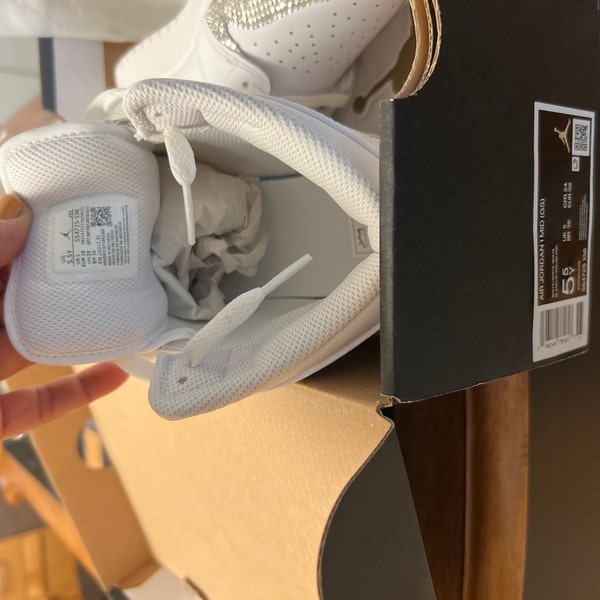 Wedding Air Jordan 1 Mid Bride Sneakers Mrs Shoes Rhinestone Crystal ...