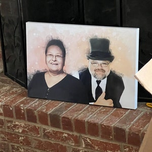 Personalized Watercolor Memorial Portrait From Photo on Canvas, Loved ...