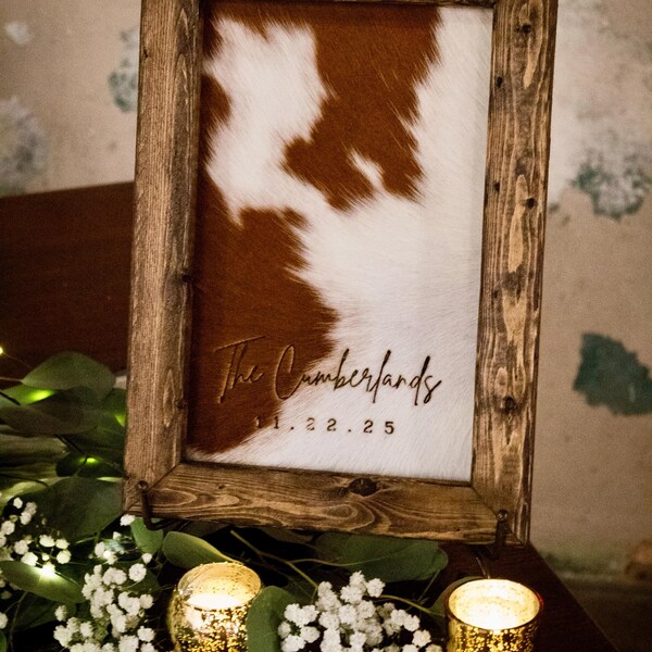 Genuine Cowhide Wedding Ceremony Branding Sign , Personalized Family ...