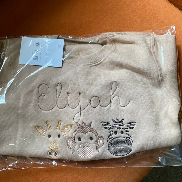 Embroidered Adorable Children's Zoo Animal Personalised Sweater: Monkey ...