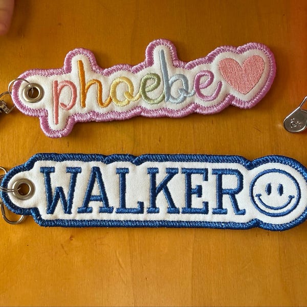 Personalized Embroidered Name Patch Keychain - Etsy