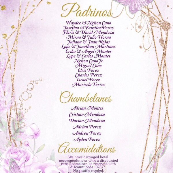 EDITABLE Lista De Padrinos, Corjl Template, List of Godparents, Blush ...