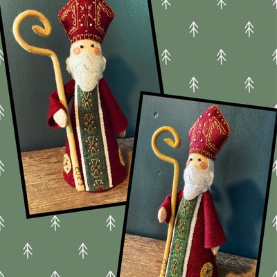 St Nicholas a PDF Pattern, Hand Embroidered Felt St Nicholas Ornament ...