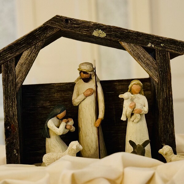 Tall Nativity Stable, Set, Scene, Barn, Rustic Nativity Creche, Manger ...