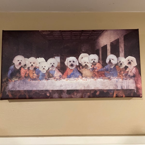 Old English Sheepdog Last Supper Altered Artwork Canvas, Renaissance ...