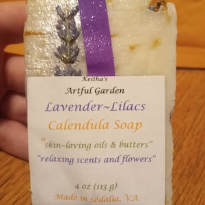 Lavender Lilac Calendula Soap, types of Lavender Spikes May Vary. 4 Oz ...