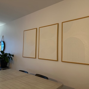 Set of 3 Boho Plaster Wall Art, Textured Wall Art, Textured Art Canvas ...